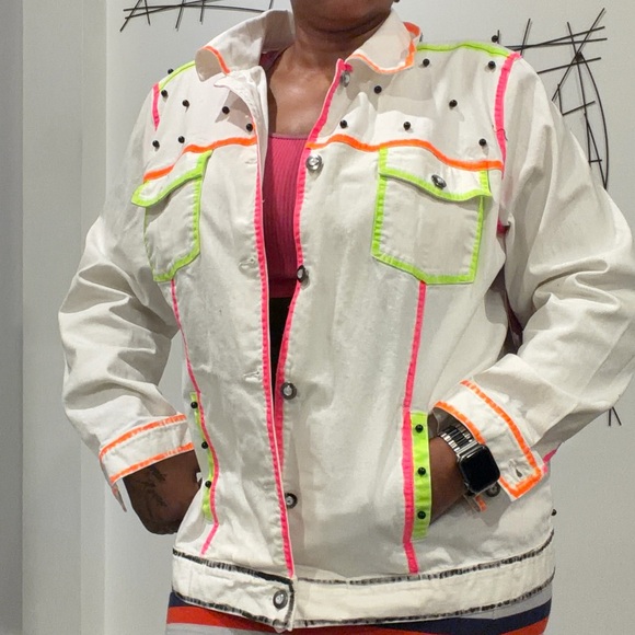 Jackets & Coats | Custom Bridge Womens Multicolor Denim Jacket With ...